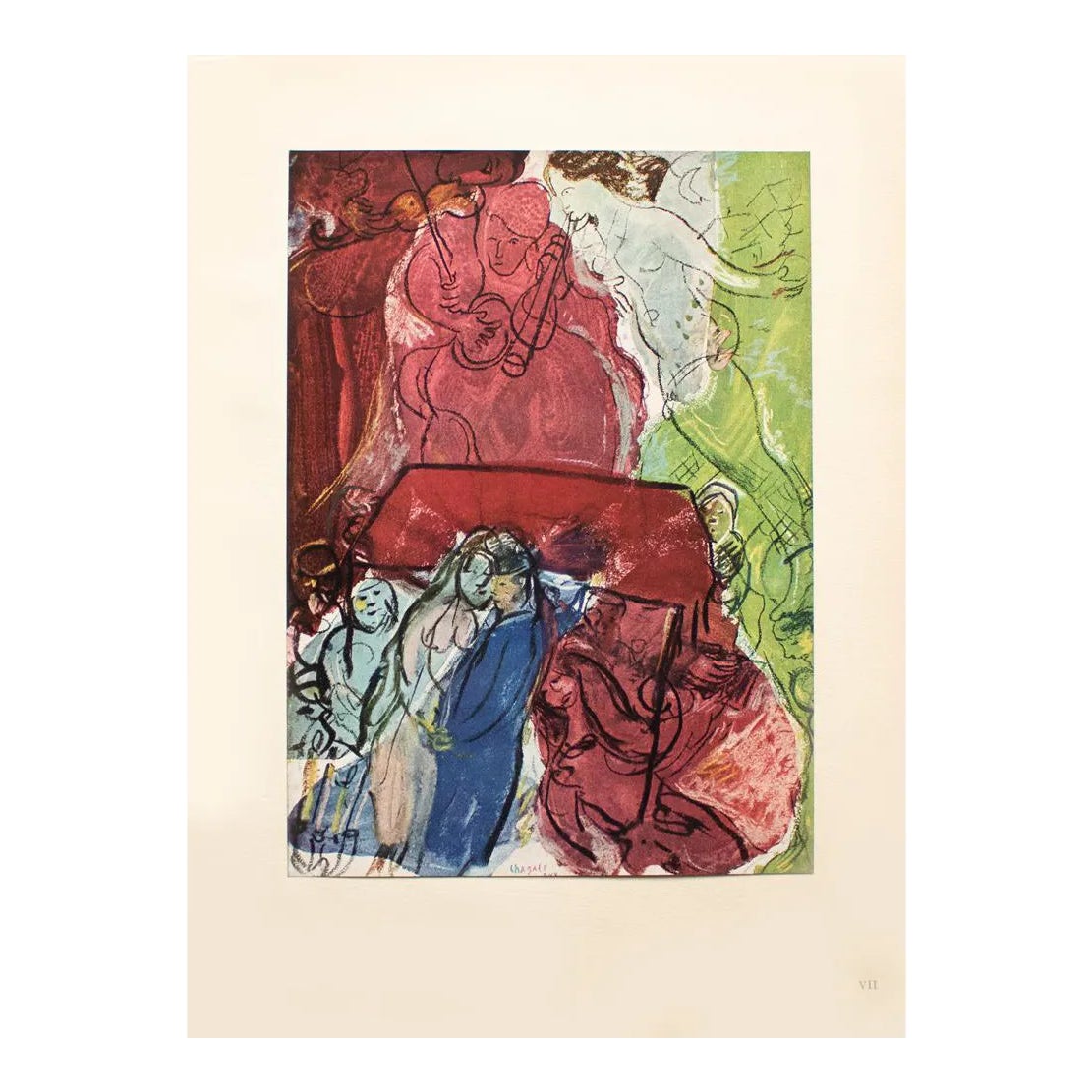 1947 Marc Chagall "Wedding", First Edition Period Parisian Lithograph ...