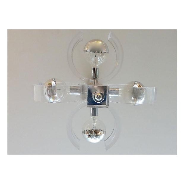 Mid-Century Lucite And Chrome Chandelier | Chairish