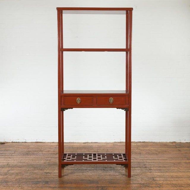 Early 20th Century Chinese Late Qing Dynasty Period Open Bookshelf with ...