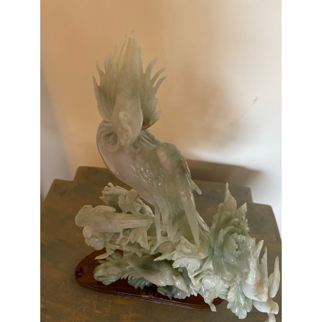 Vintage Chinese Jade Carved Phoenix Bird of Paradise Statue Stand ...