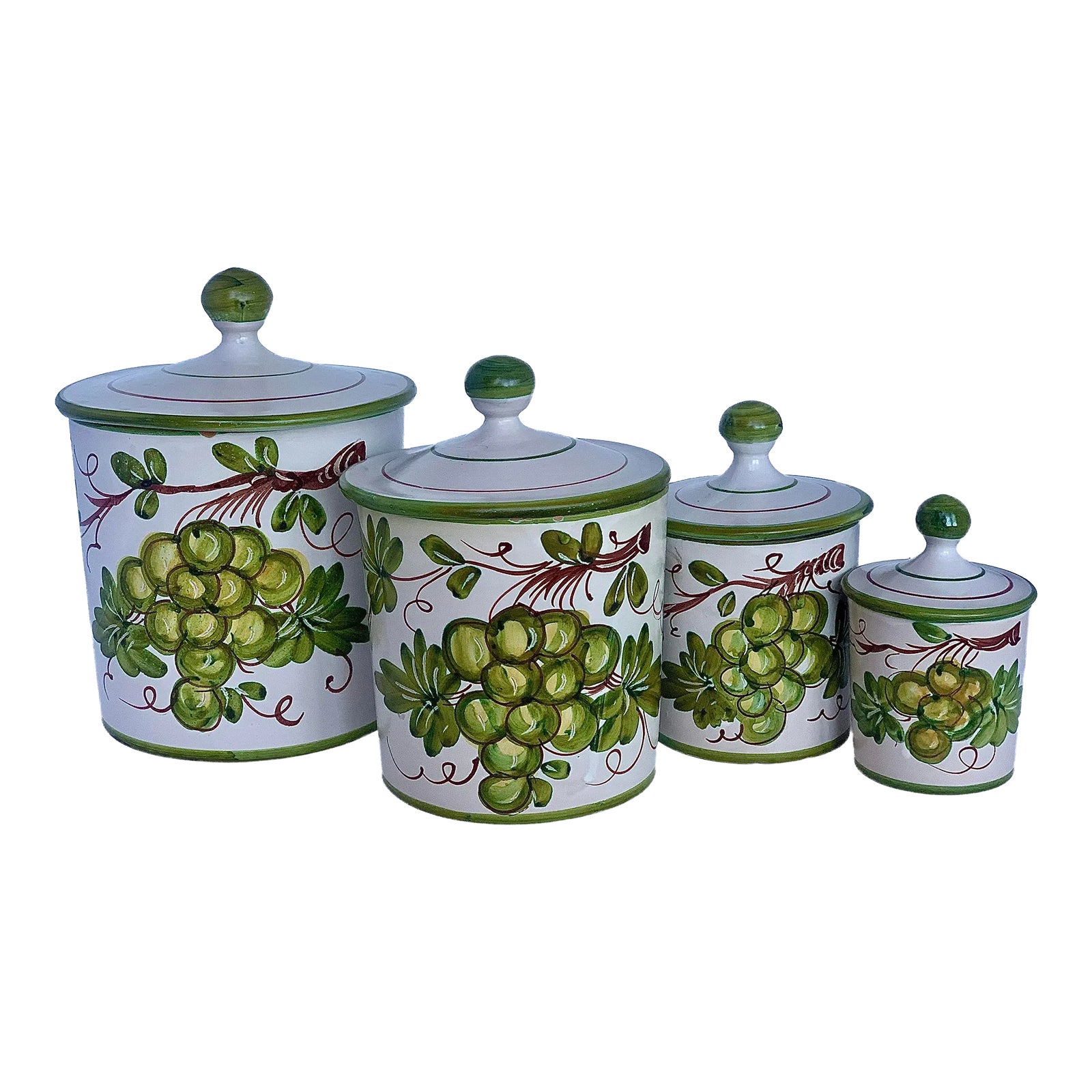 Vintage ‘Deruta Style’ Hand Painted Pottery Set of Graduated Kitchen ...