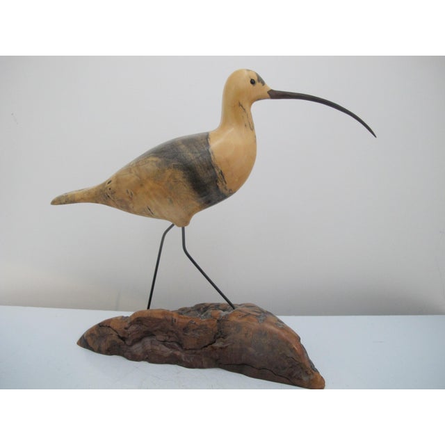 Marc Smith MCM Style Buckeye Burl Wood on Manzanita Base Curlew Bird ...