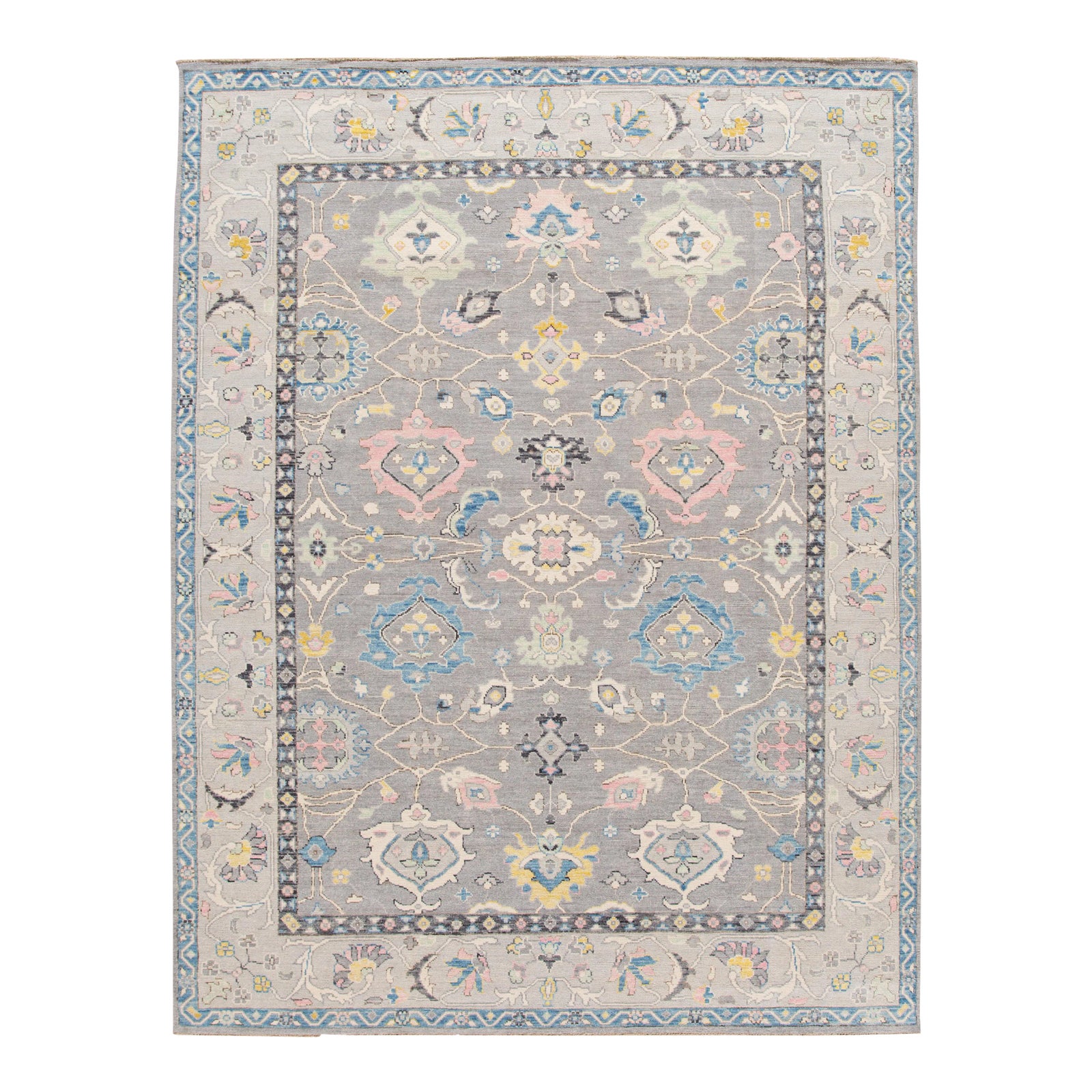 New Gray Modern Oushak Handmade Wool Rug | Chairish