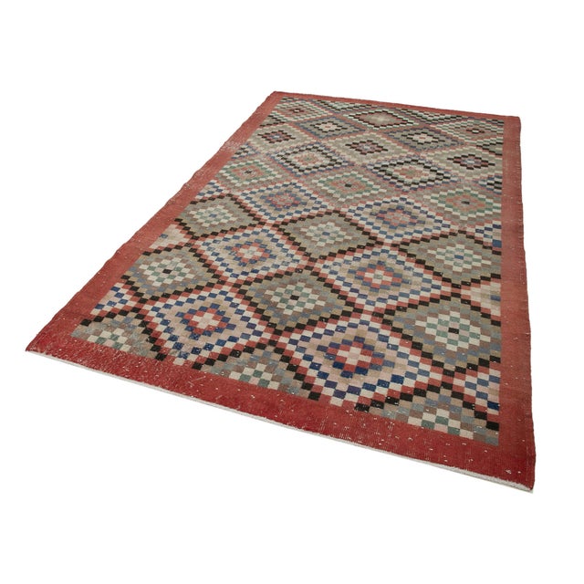 Turkish Red Handmade Wool Vintage Rug | Chairish