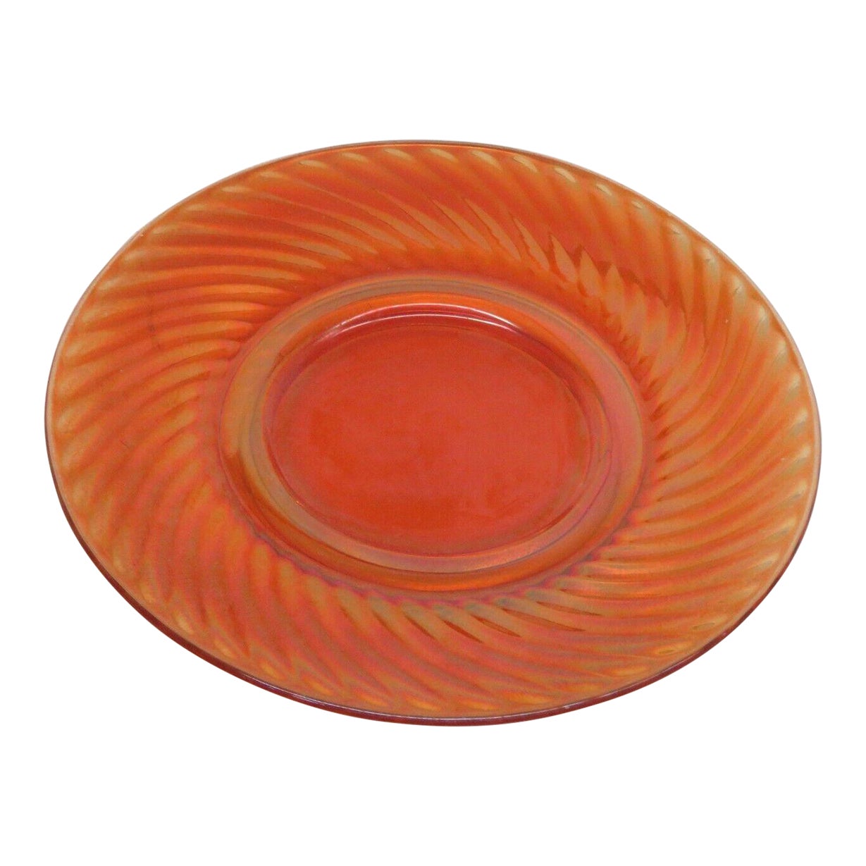 Carnival Glass Marigold Iridescent Optic Swirl Plate | Chairish