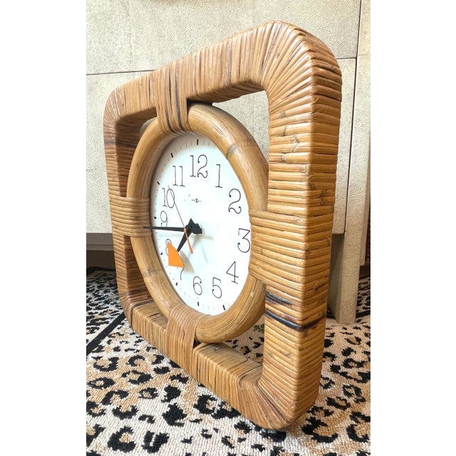 Vintage George Nelson for Howard Miller Rattan Wall Clock | Chairish