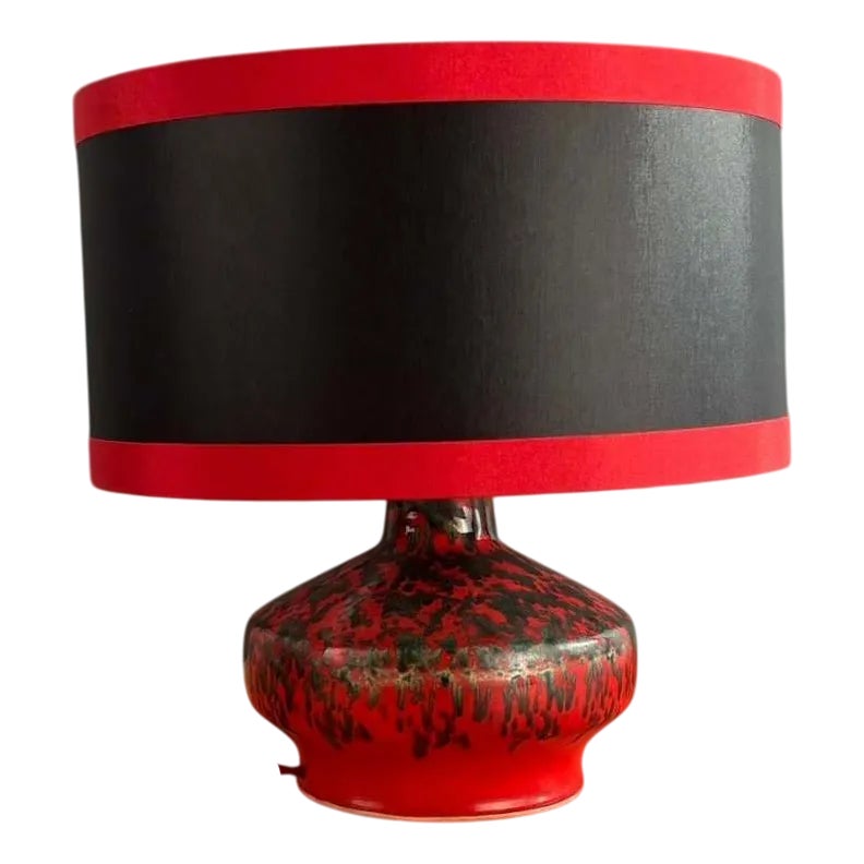Mid-Century Handcrafted Red Ceramic Lamp Base, 1970s | Chairish