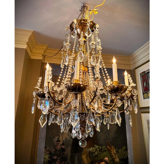 Maison Jansen 8 Light Bronze & Crystal Chandelier, Paris, Circa:1935 ...
