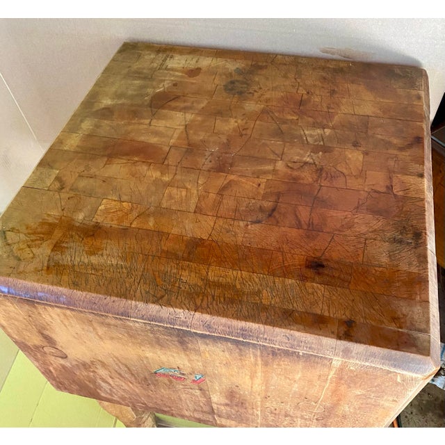 Mid Century American Made Classic Butcher Chopping Block Island. | Chairish