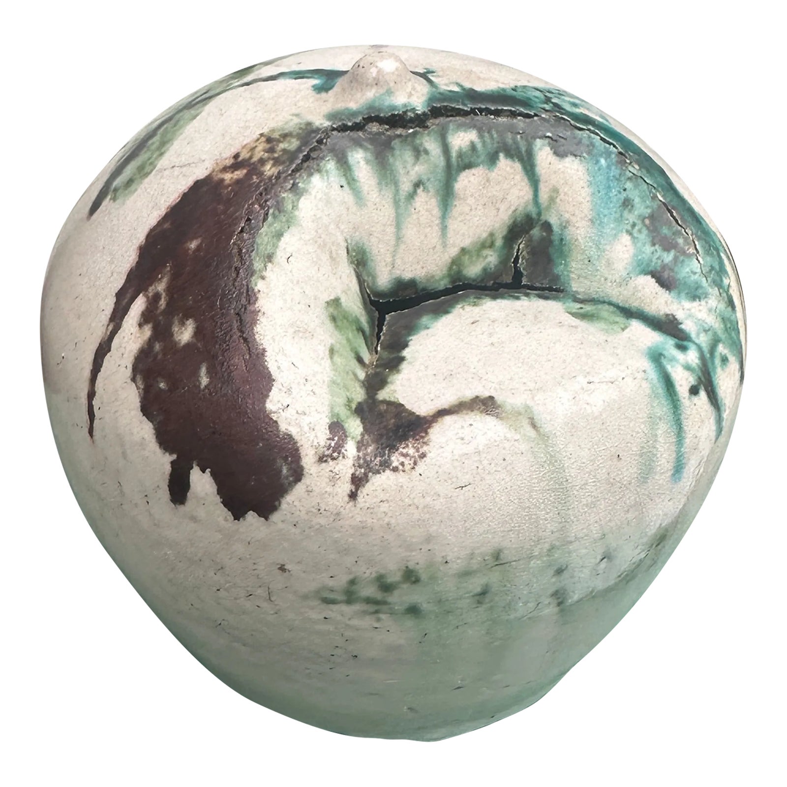 Hand-Made Punctured Splatter Pottery Sculpture | Chairish