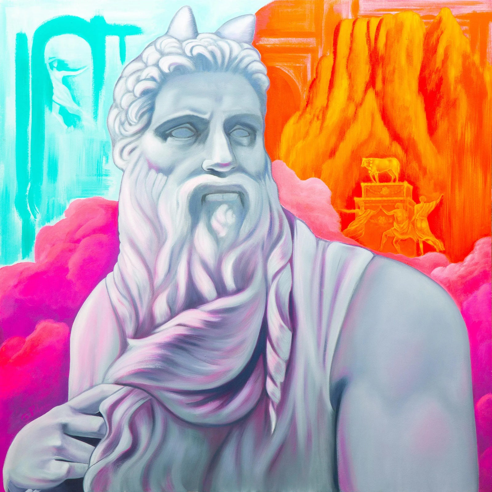 A Colorful Biblical Portrait of Moses, "I Shall Not Obey" | Chairish