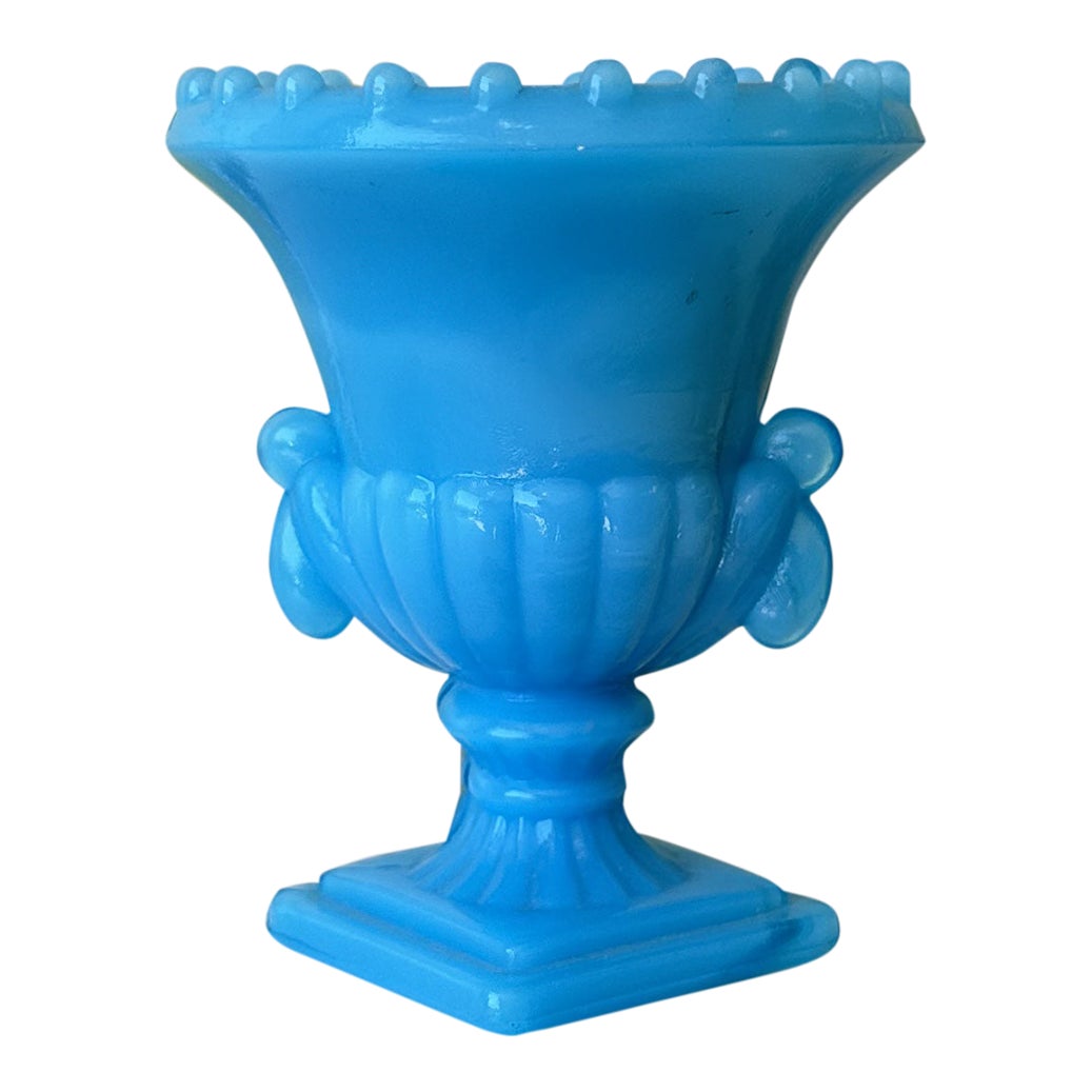 Early 20th Century Vogue Merc Co. Pop of Blue Glass Urn | Chairish