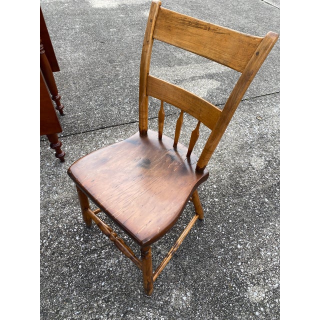 Antique 19th Century Handmade Farmhouse Plank Seat Arrow Back Chair ...