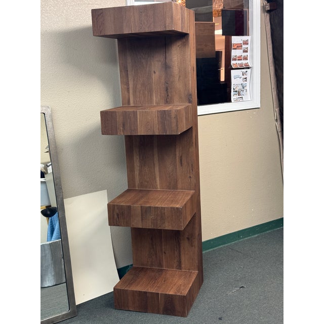 Custom Contemporary Chunky Wood Open Shelving Unit | Chairish