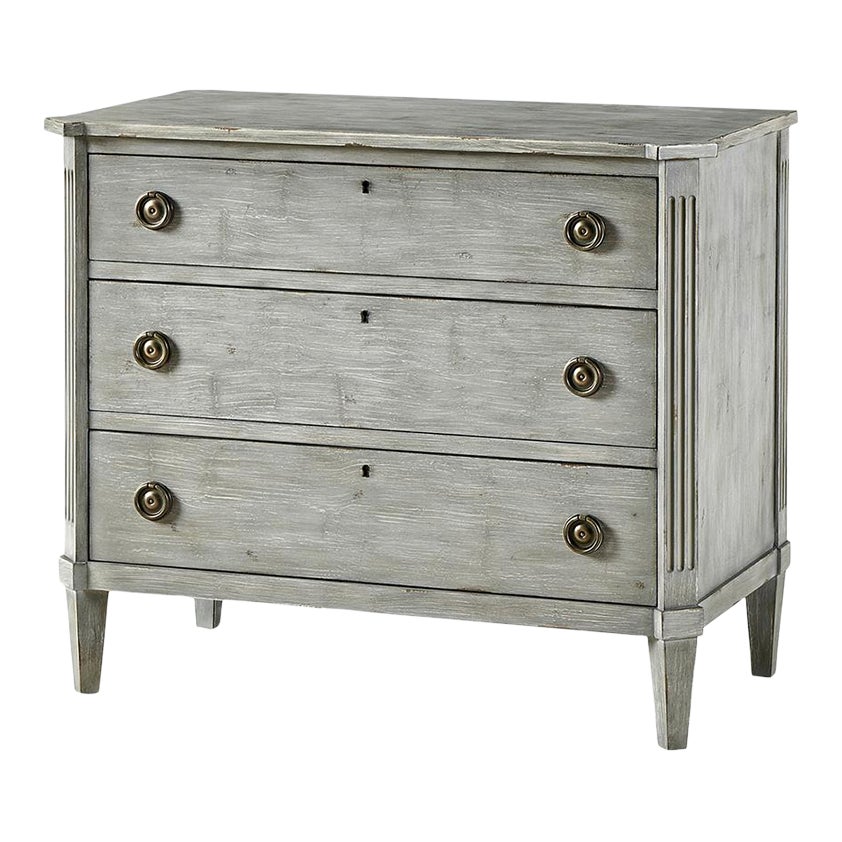 Swedish Painted Commode in Antiqued Grey | Chairish