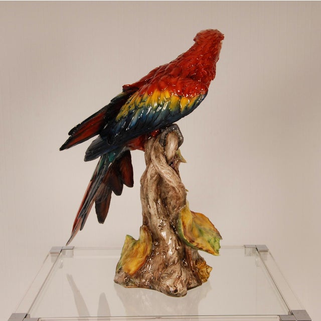 1940s Art Deco Italian Majolica Ceramic Macaw Parrot Porcelain Animal ...