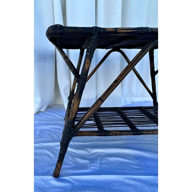 Vintage Newly Painted Distressed Black Bamboo and Pencil Reed Coffee ...