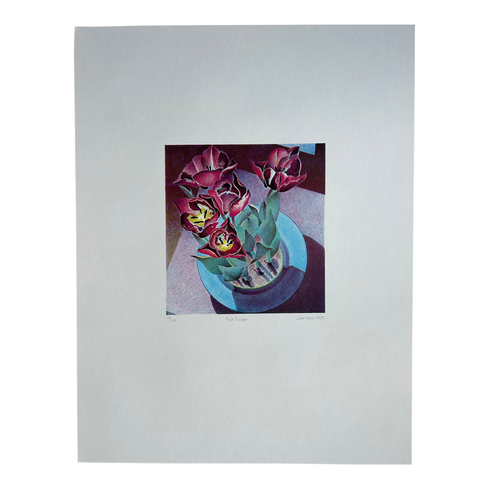 John Moore "Five Tulips", Limited Edition Signed Lithograph | Chairish