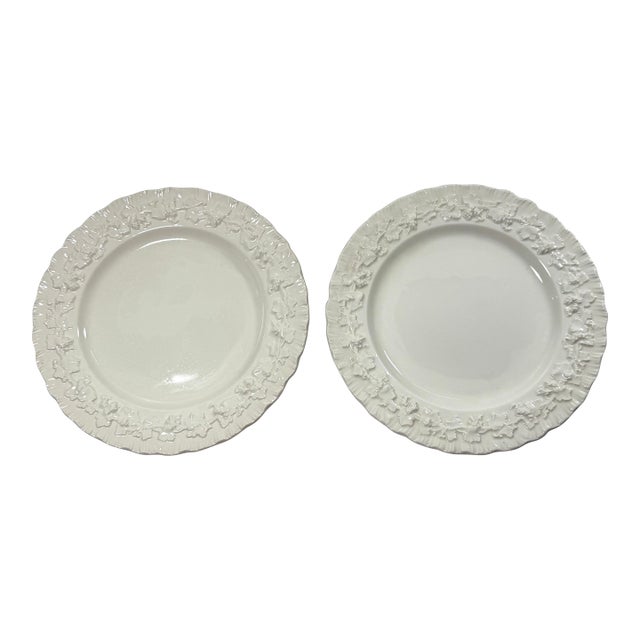 1980s Wedgwood Shell Edge Dinner Plate – Set of 2, Embossed Vine & Leaf ...