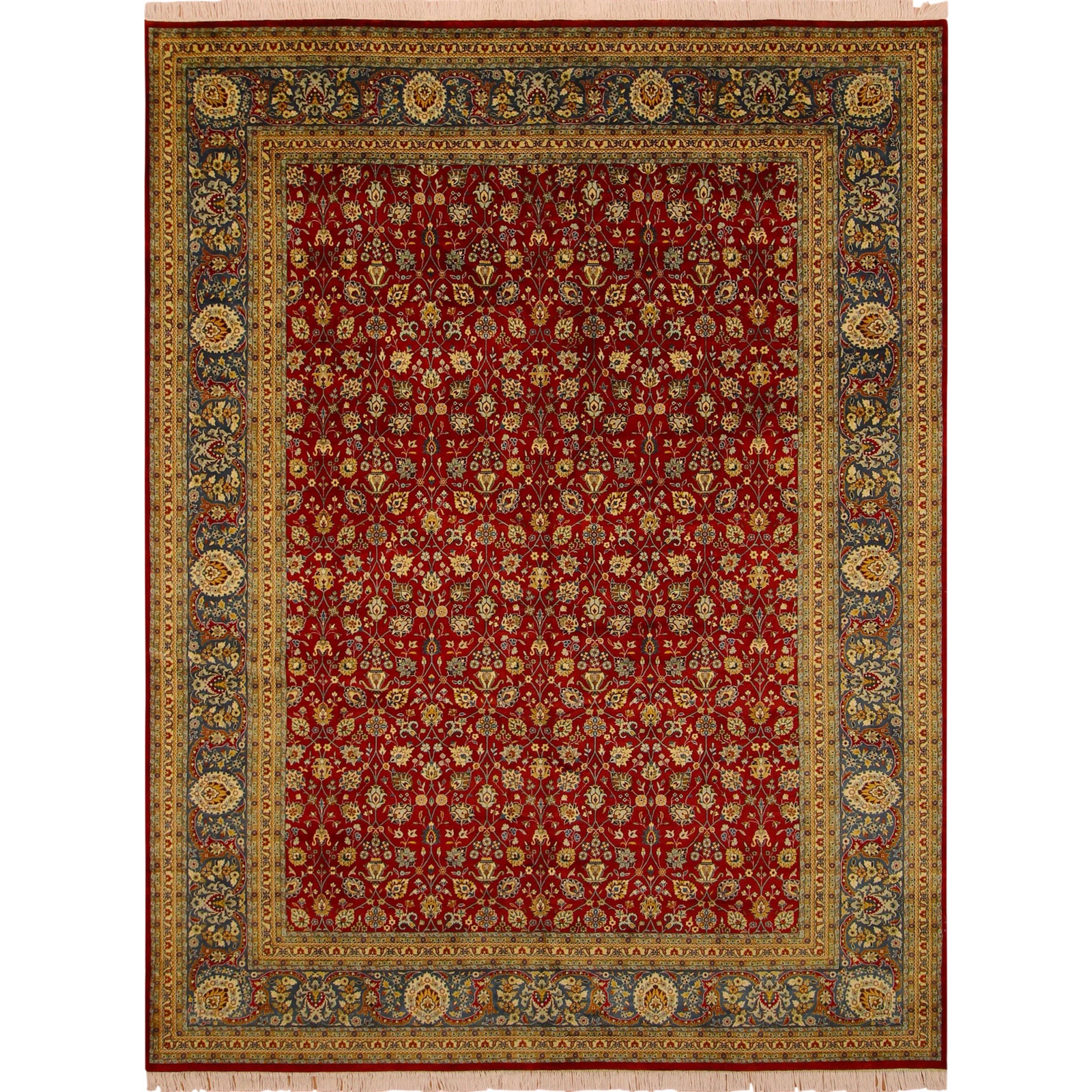 Shabby Chic Heritage Red/Teal Wool Rug - 9'0 X 12'0 | Chairish
