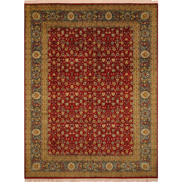 Shabby Chic Heritage Red/Teal Wool Rug - 9'0 X 12'0 | Chairish
