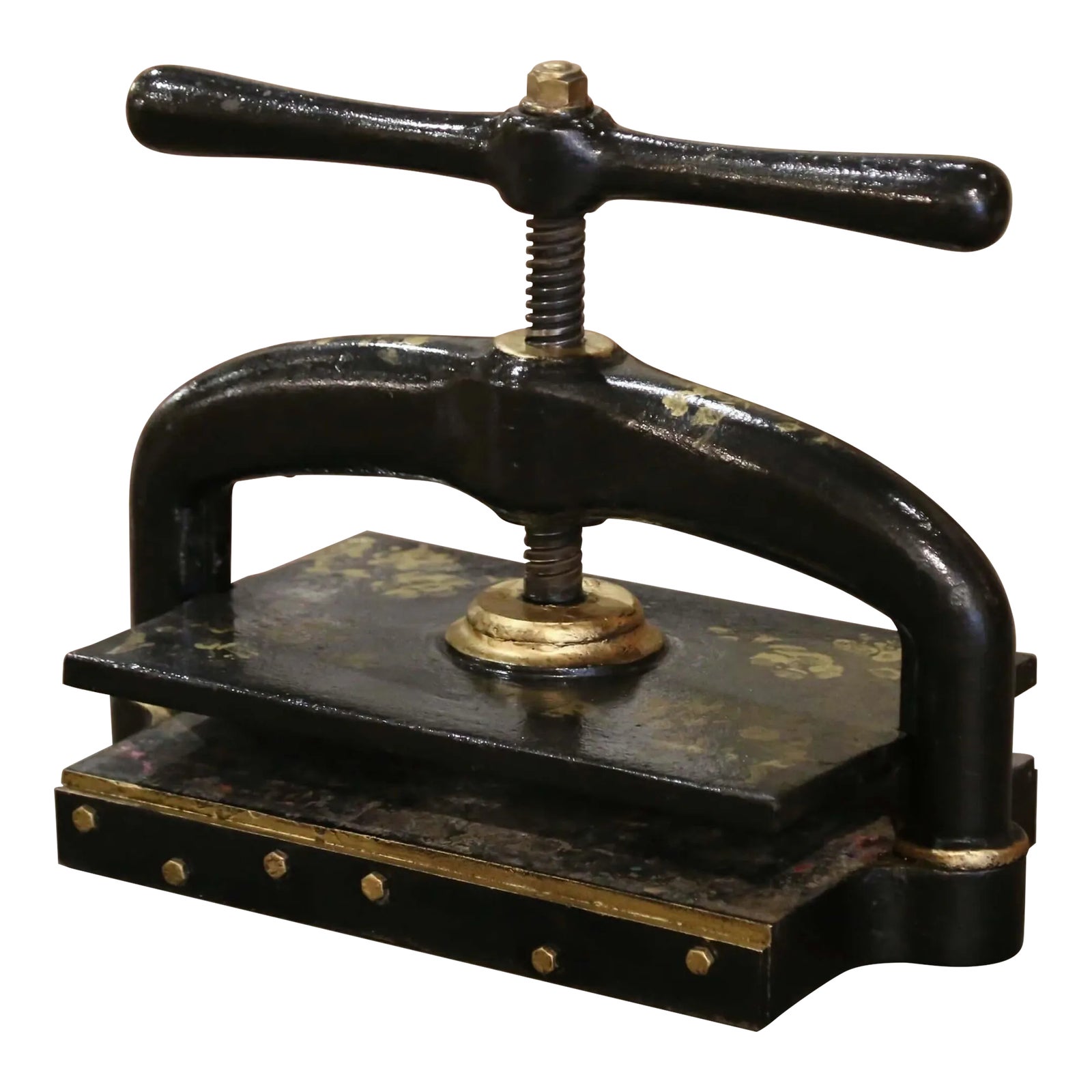 19th Century French Black Painted and Gilt Wrought Iron Book Binding ...