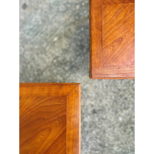 Mid 20th Century Pair of Square Book-Matched Side Tables With Tapered ...