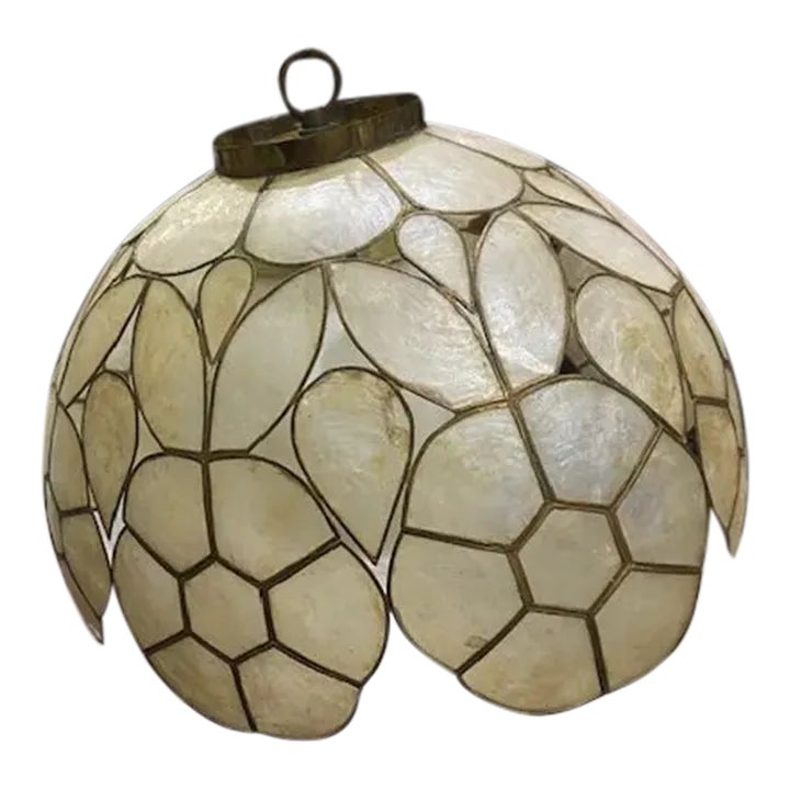 Mid-Century Modern Capiz Shell Pendant Light Floral Design With Chain ...