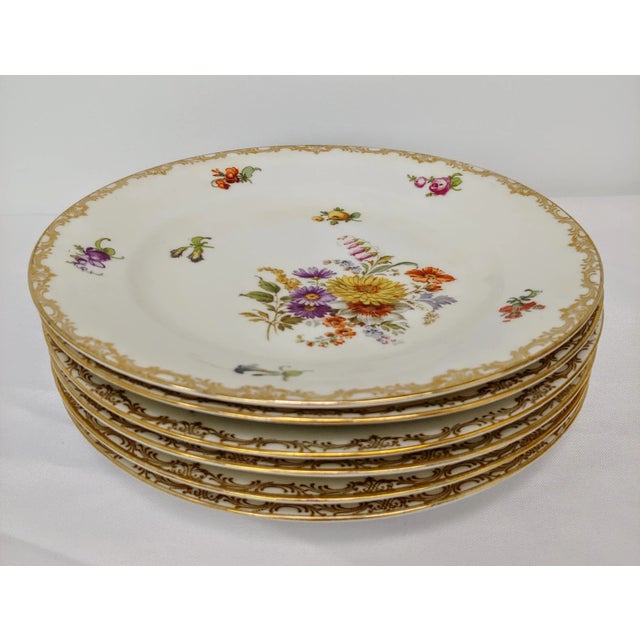 Vintage Saxe Austria Handpainted Salad Plates, Set of 6 | Chairish