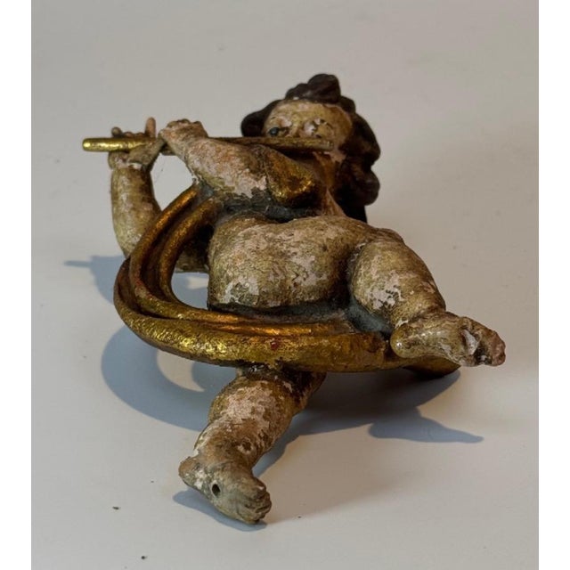 Antique Italian Gilded Wooden Cherub Playing Flute – 19th Century ...