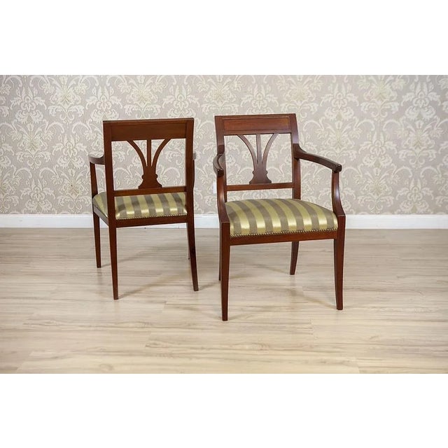 Pair of Armchairs Circa 1980s/1990s Classicizing Forms in Striped ...