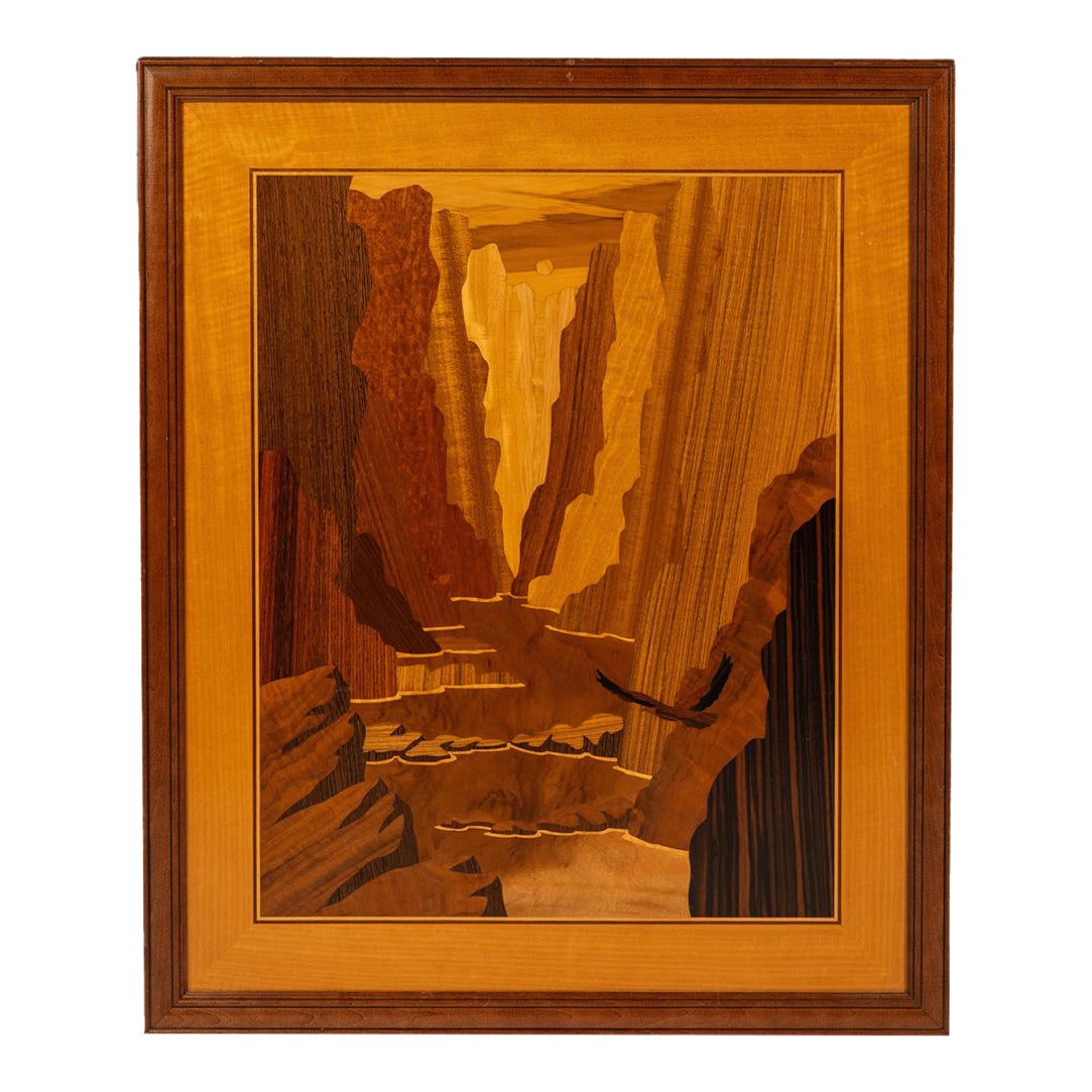 The "Zion Narrows" by Hudson River Inlay - Framed Wood Marquetry Art in ...