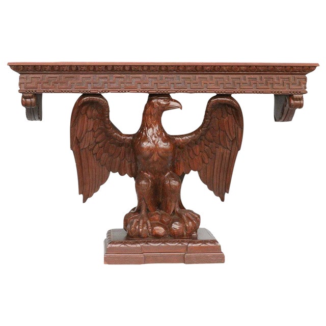 American Neoclassical Hand-Carved Eagle Console Table | Chairish