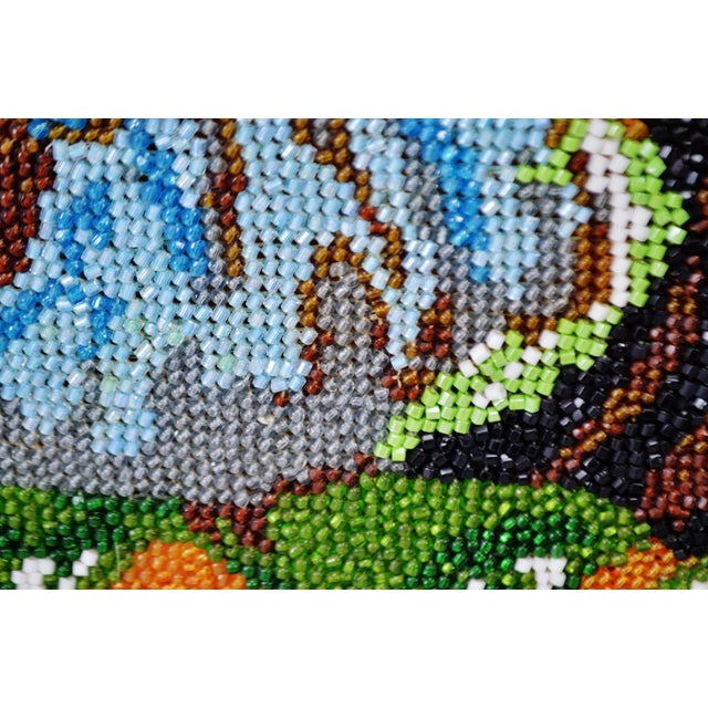 Vintage Victorian Style Framed Beaded Needlepoint | Chairish