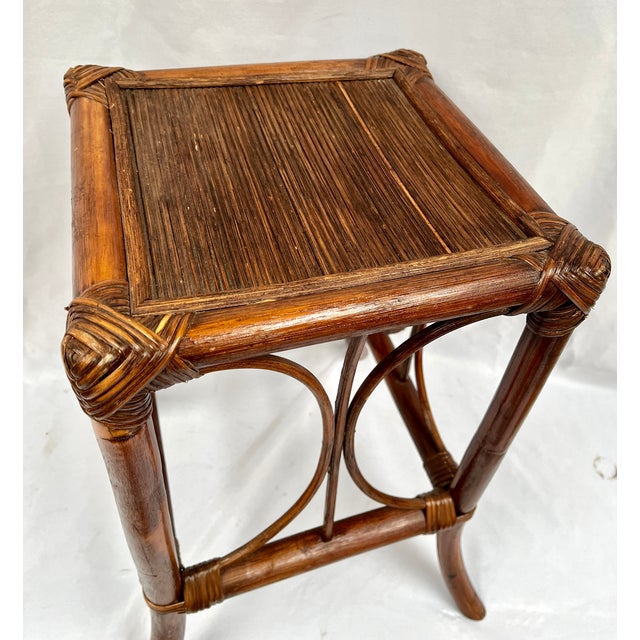 Mid-Century Bamboo/Rattan Plant Stand | Chairish