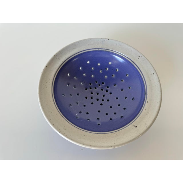 Vintage Studio Pottery Colander Berry Bowl | Chairish
