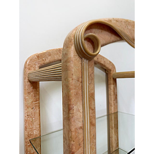 1980s Tessellated Stone, Pencil Reed Etageres, Bookcases, Pair | Chairish