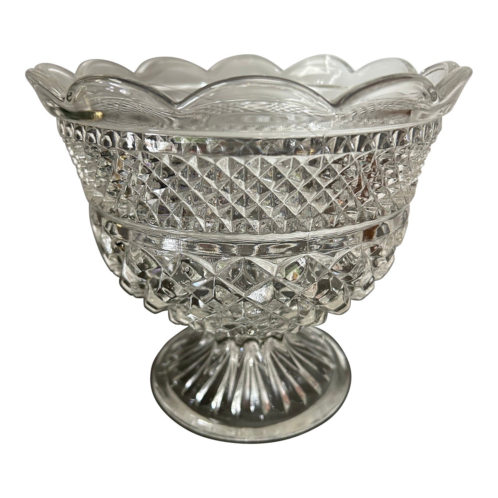 Vintage Anchor Hocking Wexford Large Pressed Glass Pedestal Bowl ...