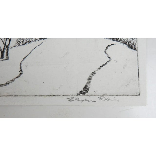 Small Vintage Washington Monument in Winter Etching | Chairish