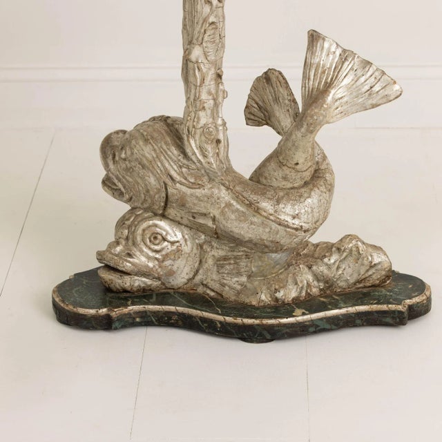 19th Century Italian Silver Leaf Dolphin Side Table With Original Wood ...