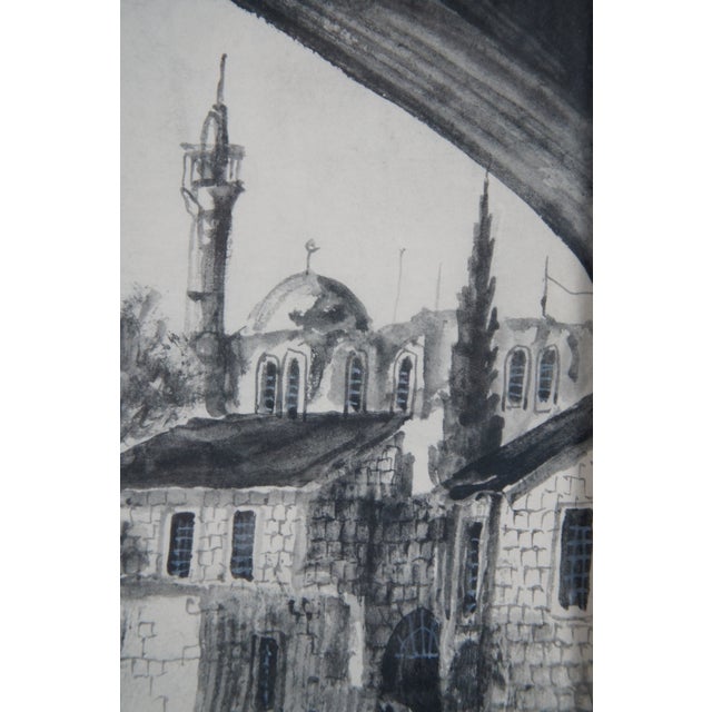 1966 Simon Rosen Israeli Judaica Jerusalem Cityscape Watercolor ...