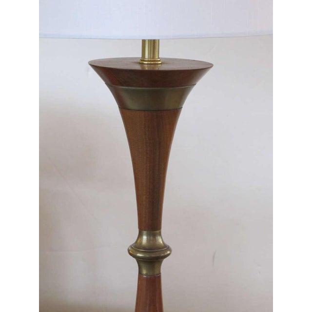 A Shapely American Mid-Century Walnut & Brass Hour-Glass Shaped Lamps ...