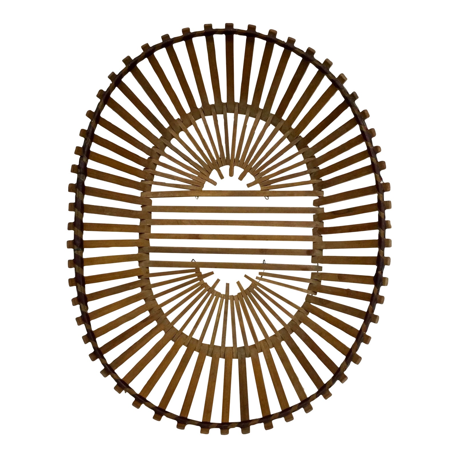 Vintage Oval Wood Woven Oblong Basket | Chairish