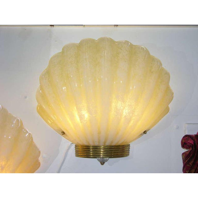 1970s Italian Art Deco Style Set of 4 Shell Sconces in Gold & White ...