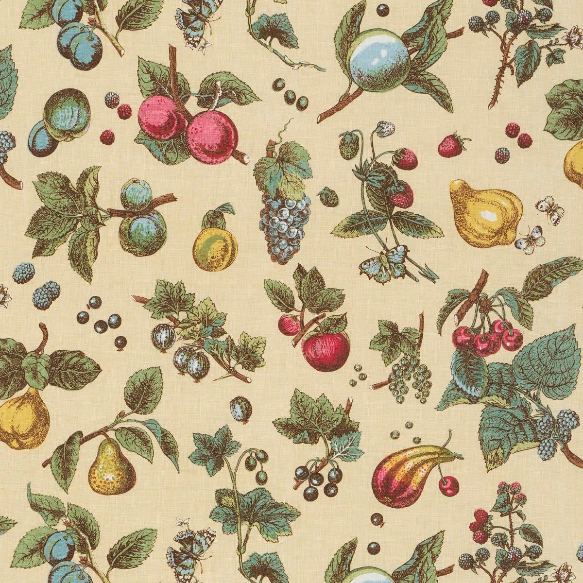 Schumacher Berry Grove Fabric In Butter | Chairish