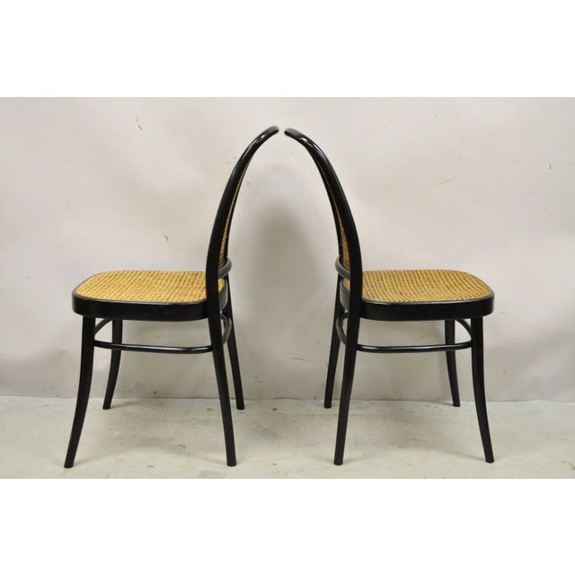 Mid 20th Century Vintage Ligna Bentwood Black Ebonized Cane Bistro Side ...