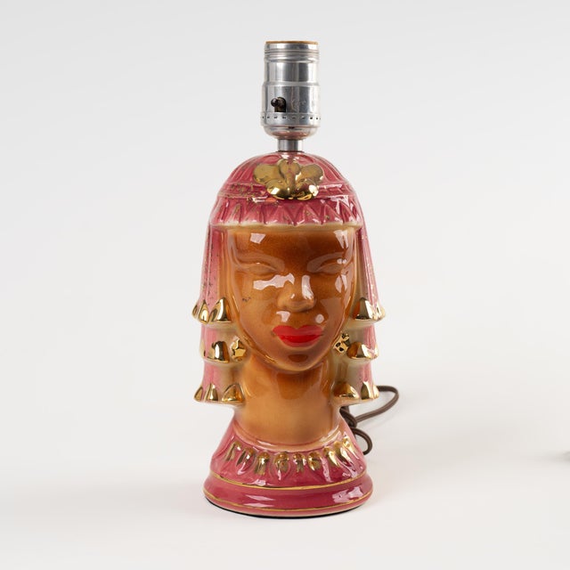 Vintage Pink and Gold Ceramic Goddess Lamp Bases - a Pair | Chairish