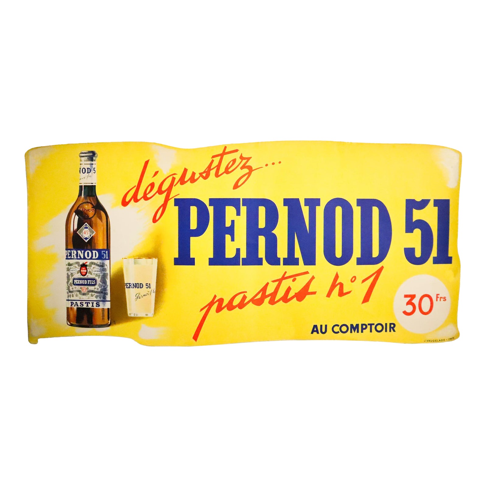 1955 French Alcohol Poster, Dégustez Pernod 51 Pastis | Chairish