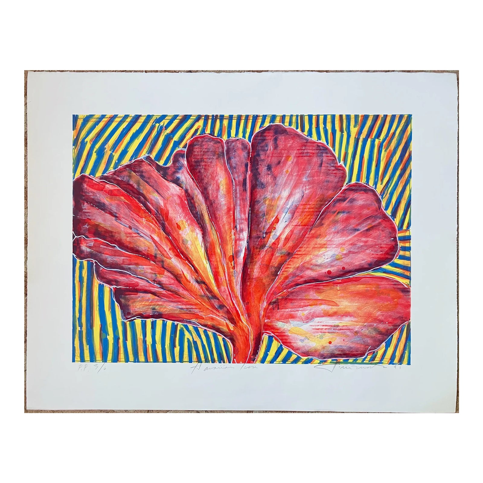 1991 Robert Freimark "Hawaiian Icon" Modern Botanical Lithograph | Chairish