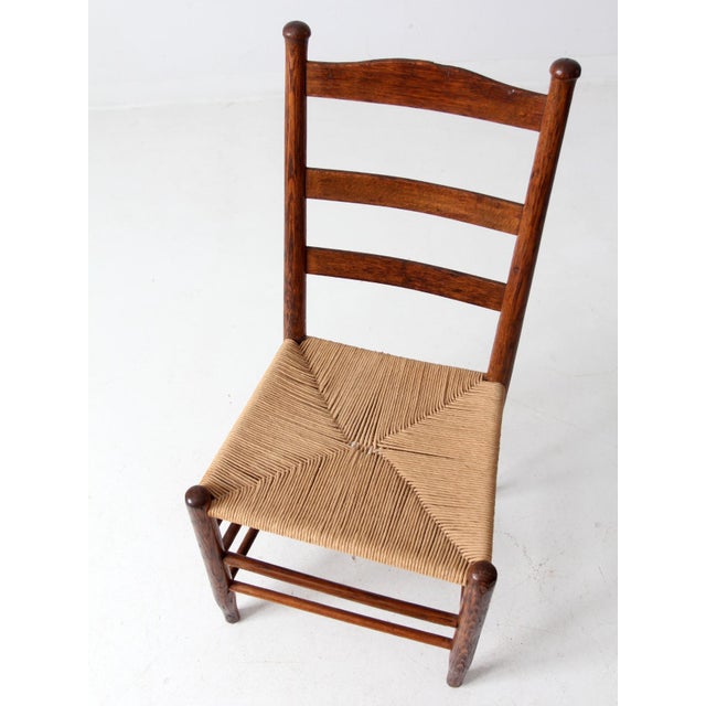 Antique Rush Seat Ladder Back Chair | Chairish
